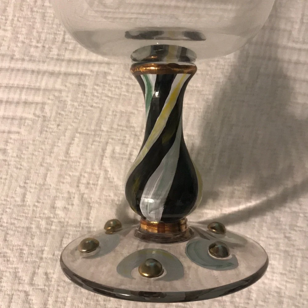 Dining | Pair Mackenzie Childs Tango Water Glass Goblet Hand Painted ...